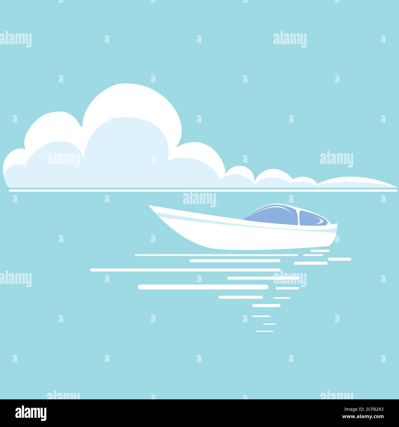 White boat on horizon Stock Vector Images - Alamy