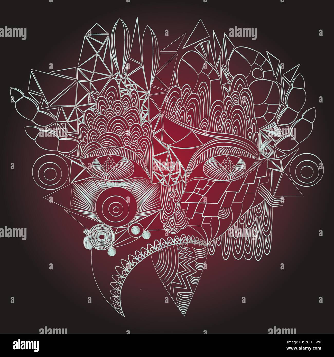 Fantastic, cyber, abstract, surreal face, isolated.Vector illust Stock ...