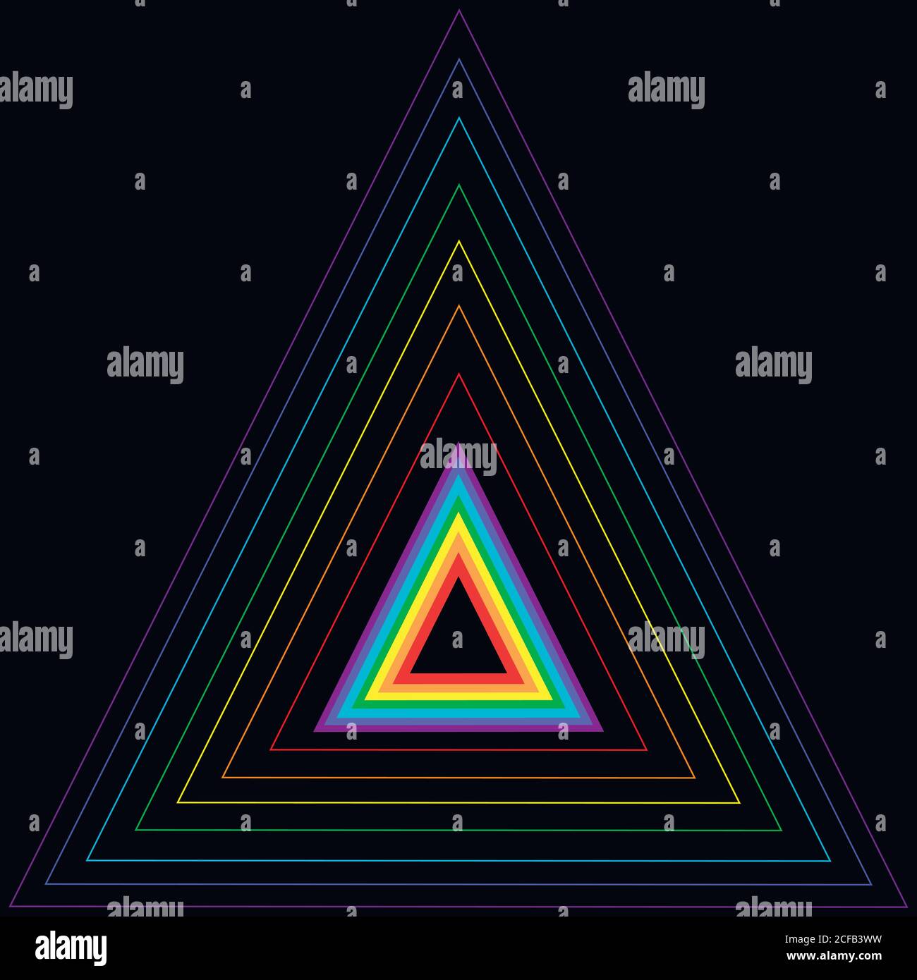Rainbow triangle in another triangle, consisting of rainbow colo Stock ...
