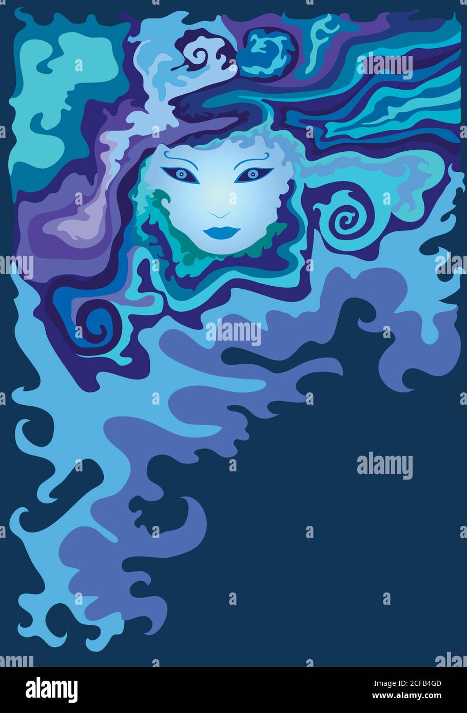 Fantasy, surreal, abstract, decorative girl face, isolated Stock Vector ...