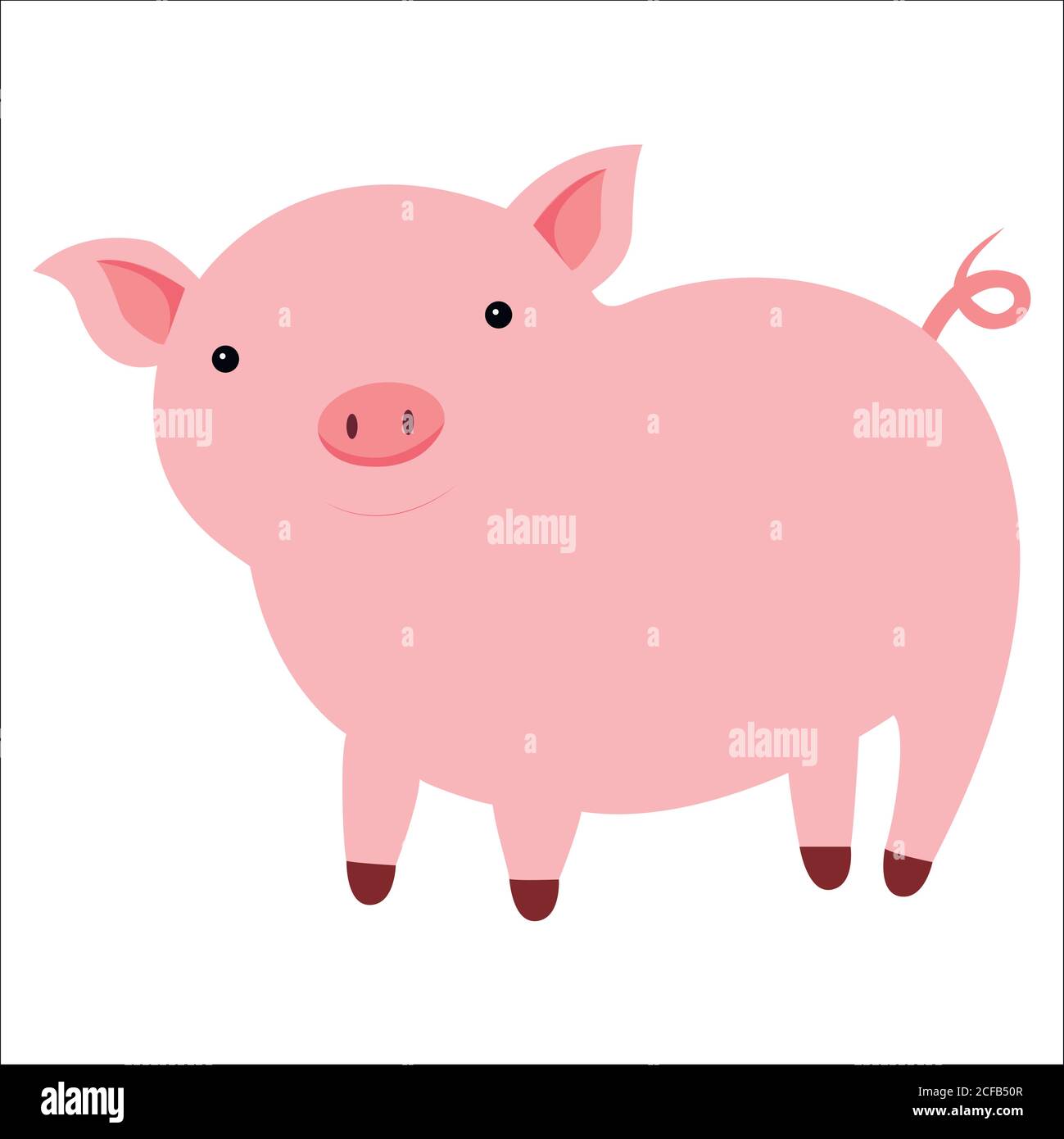 Vector happy cute pink smiling pig isolated on white background Stock ...