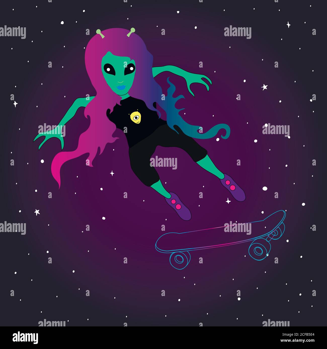 Teenager jumping a skateboard Stock Vector Images - Alamy
