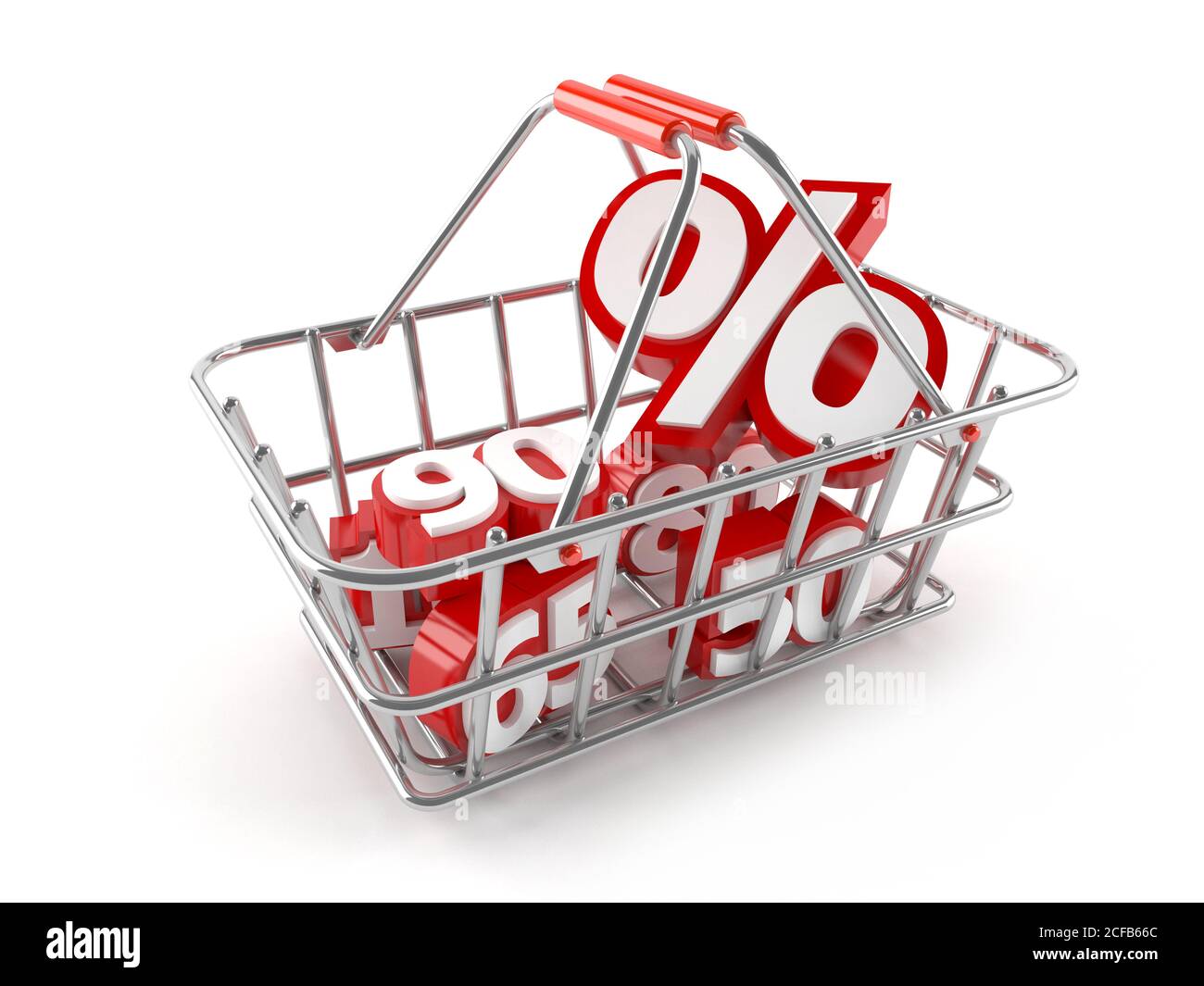 SHopping basket with percent symbol isolated on white background Stock ...