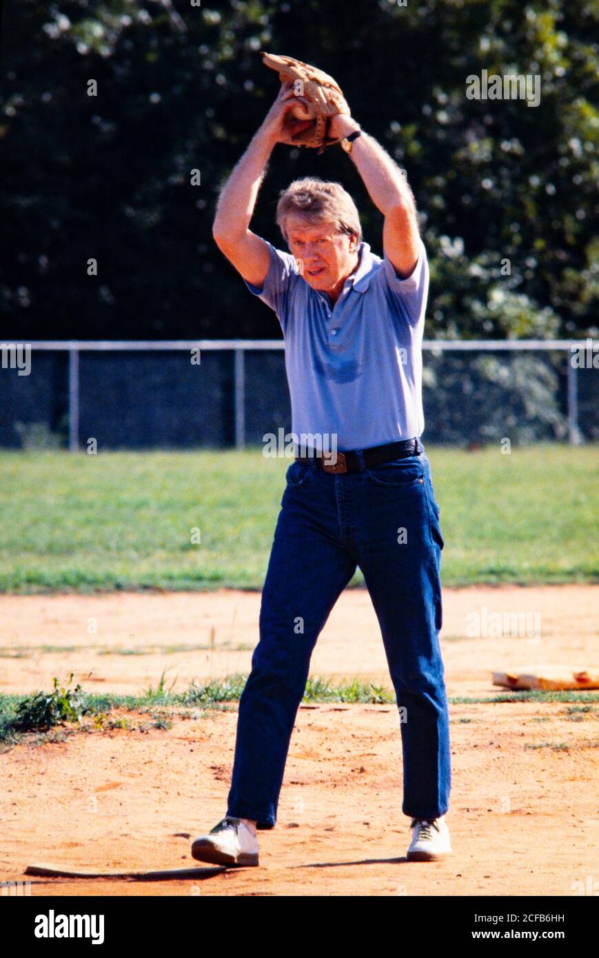 President Jimmy Carter, VP Walter Mondale and teams play softball in ...