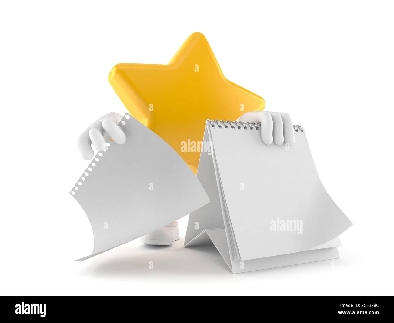 Star character with blank calendar isolated on white background Stock ...
