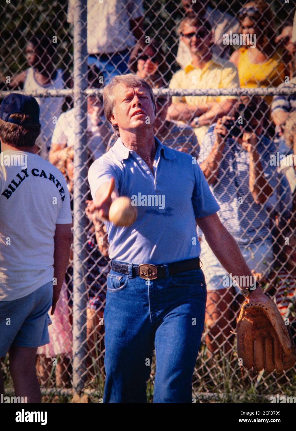 President Jimmy Carter plays softball 1976 - 1979 with off duty Secret ...