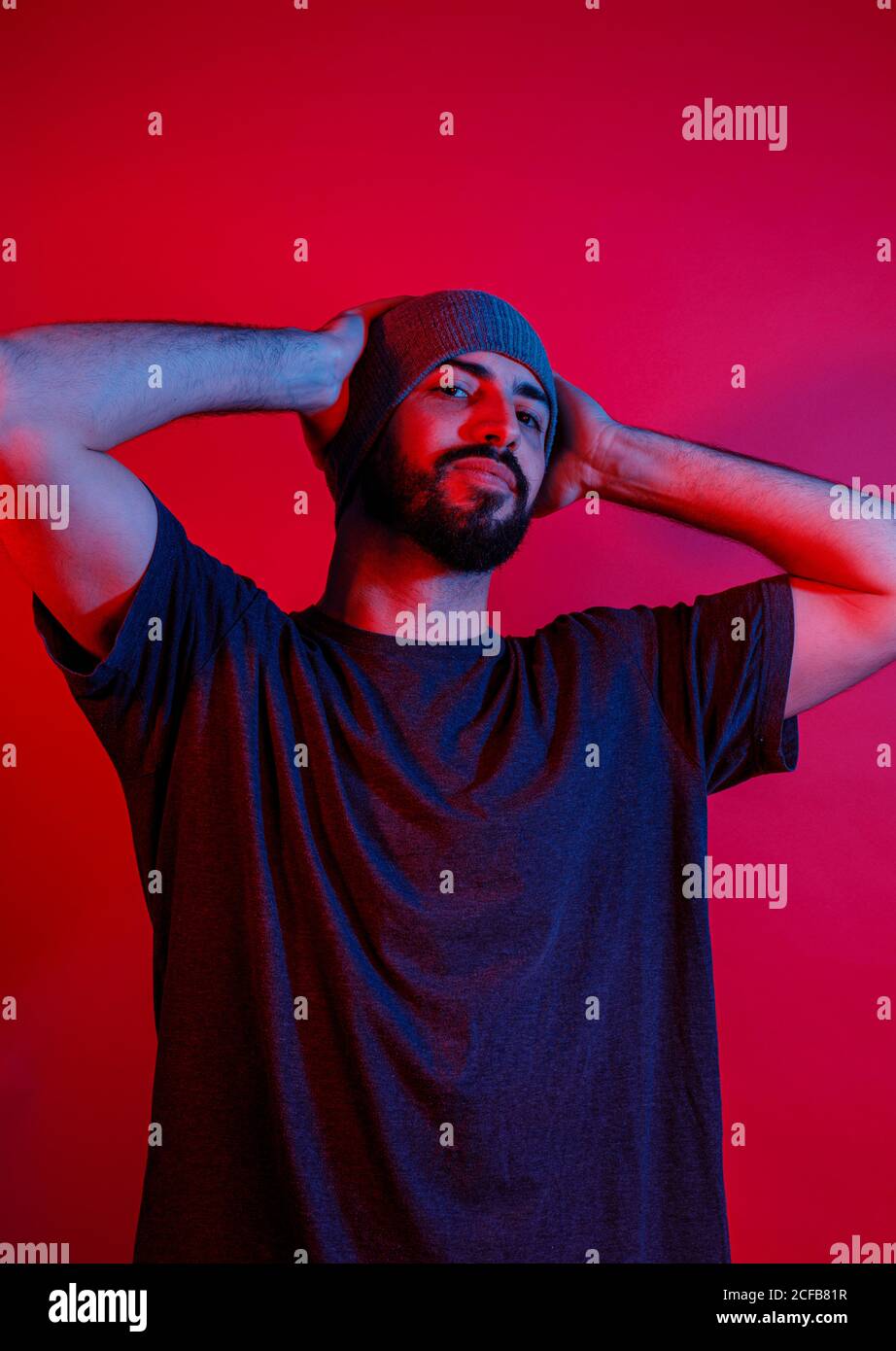 Handsome man hands under head hi-res stock photography and images - Alamy