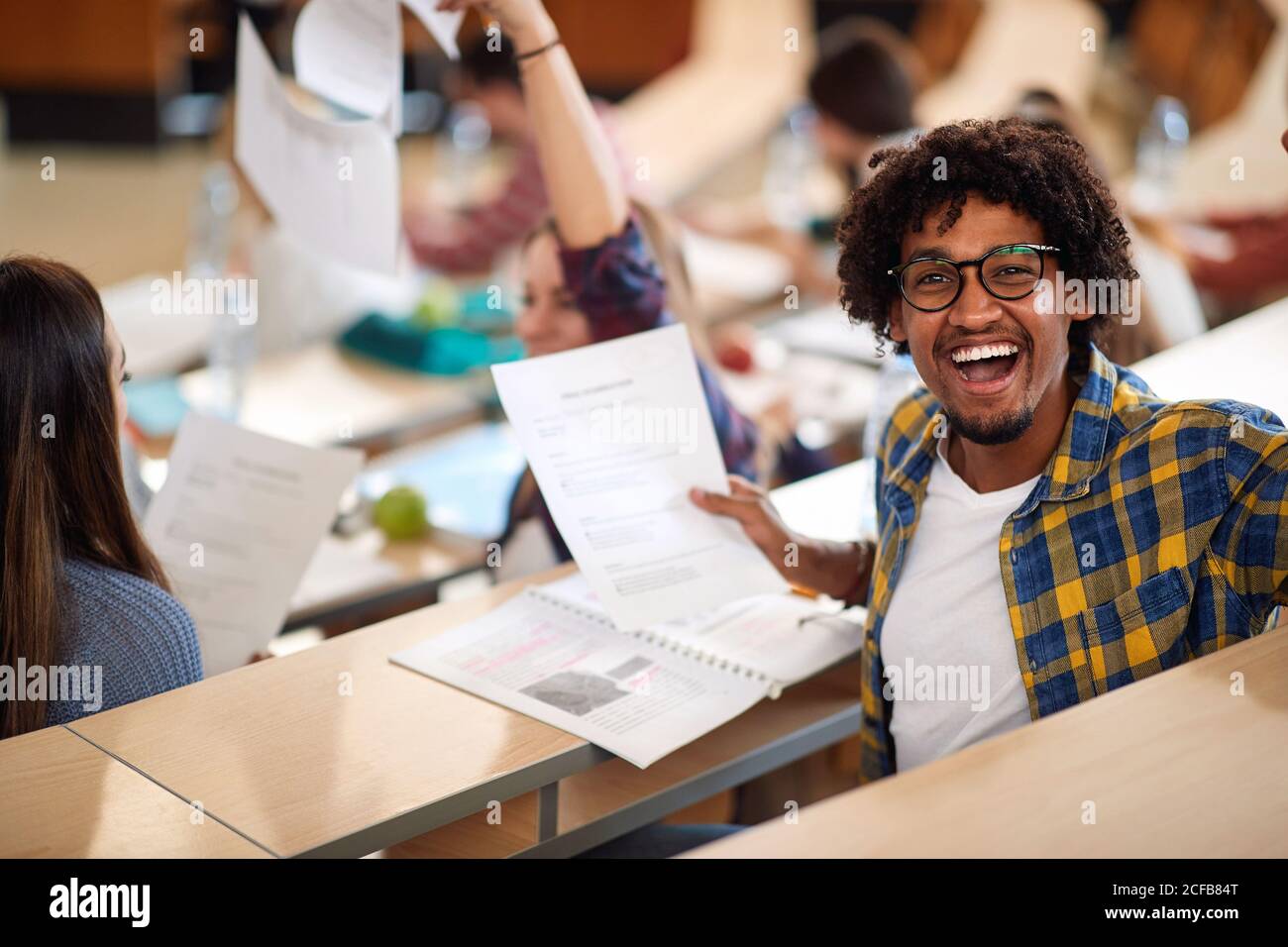Student happy exam result hi-res stock photography and images - Alamy