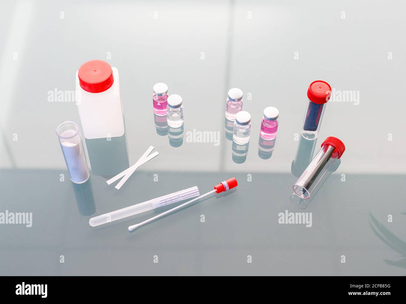 From above arrangement of test tubes strips bottles and vials with ...