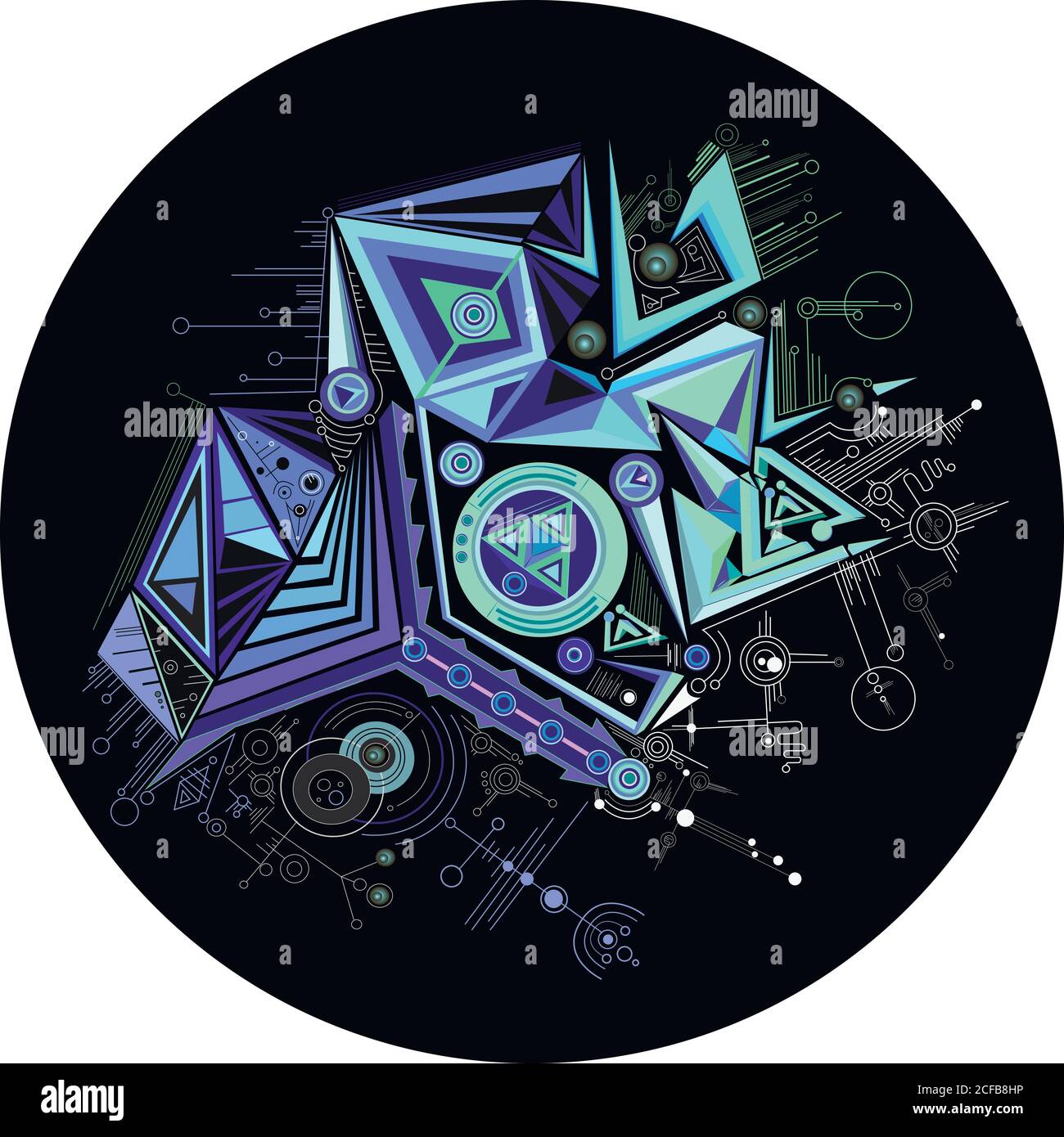 Abstract, geometric, graphic, cyber color background, line, circ Stock ...