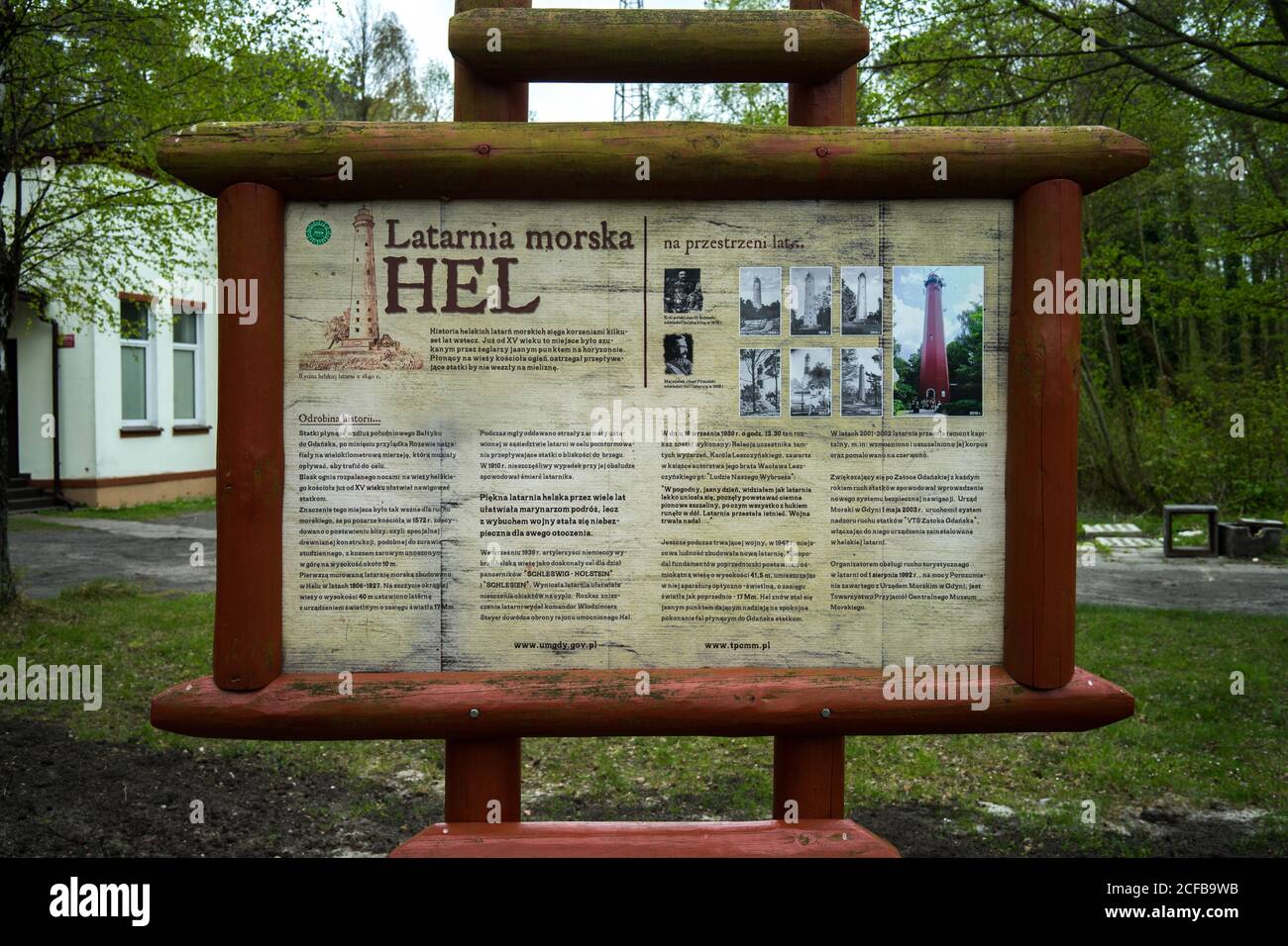 HEL, POLAND - May 02, 2019: Information sign at the Hel lighthouse ...