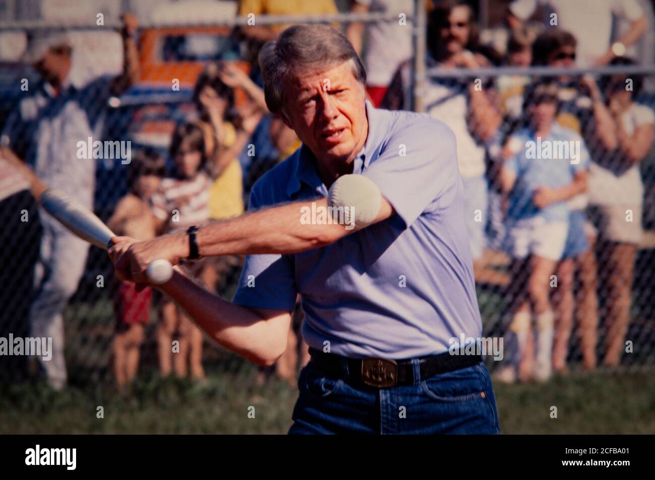 President Jimmy Carter, VP Walter Mondale and teams play softball in ...