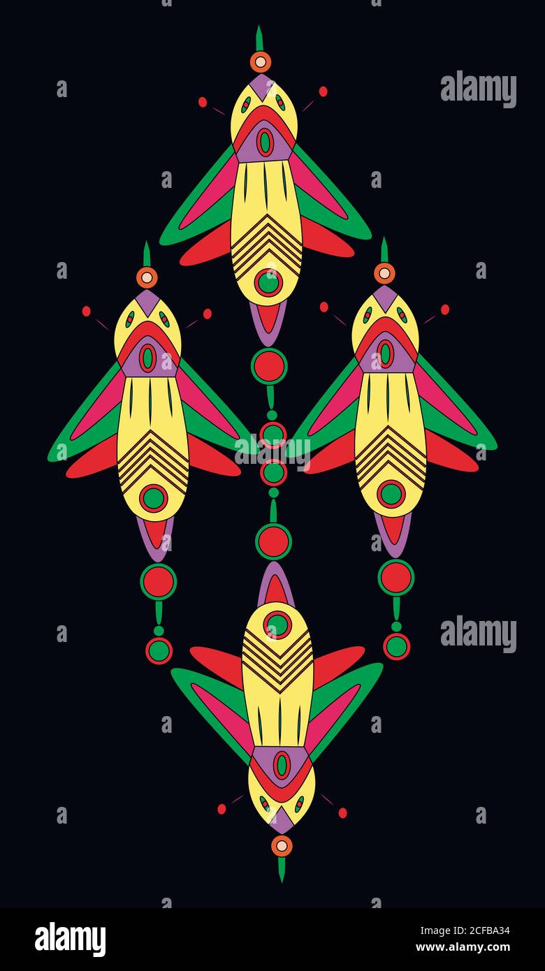 Fantasy cartoon cyberpunk insect pattern Stock Vector Image & Art - Alamy