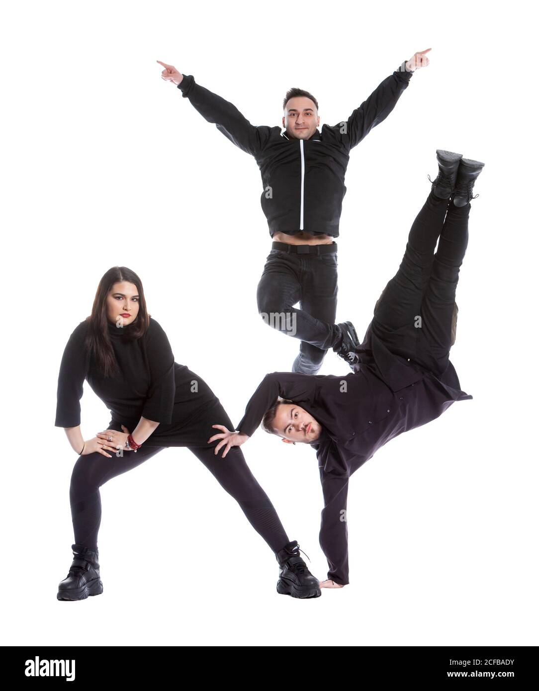 Young people isolated on white background having funny poses Stock ...