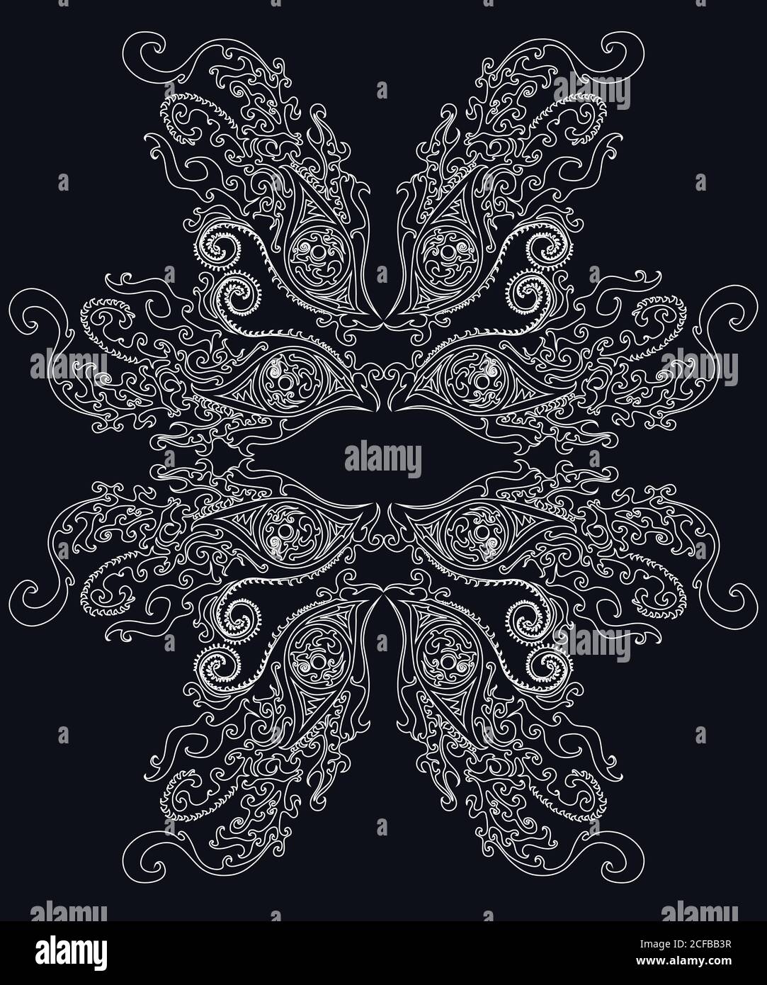 Black and white, psychedelic, surreal, graphic frame. Vector ...