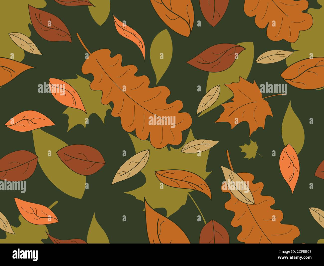 Autumn leaves seamless pattern. Falling leaves, leaf fall. Oak and ...