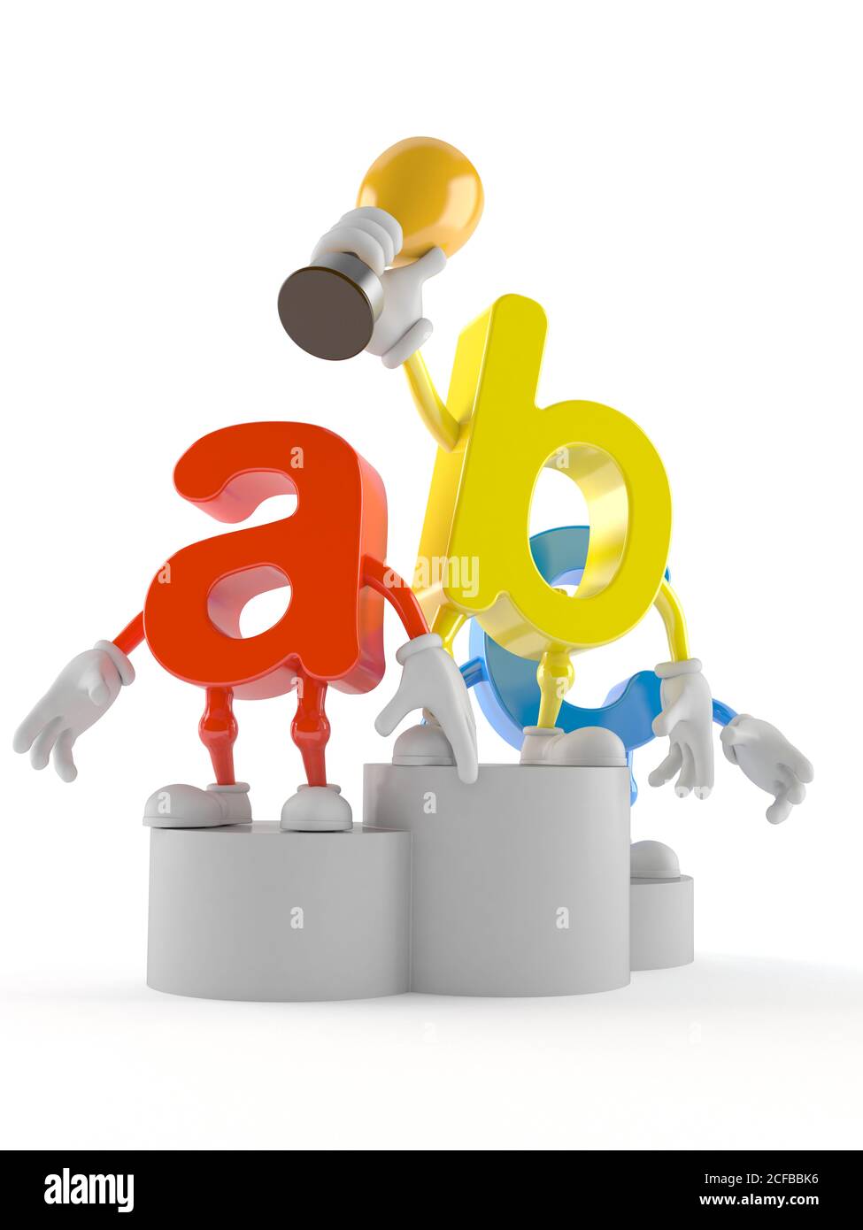 ABC character holding golden trophy isolated on white background Stock ...