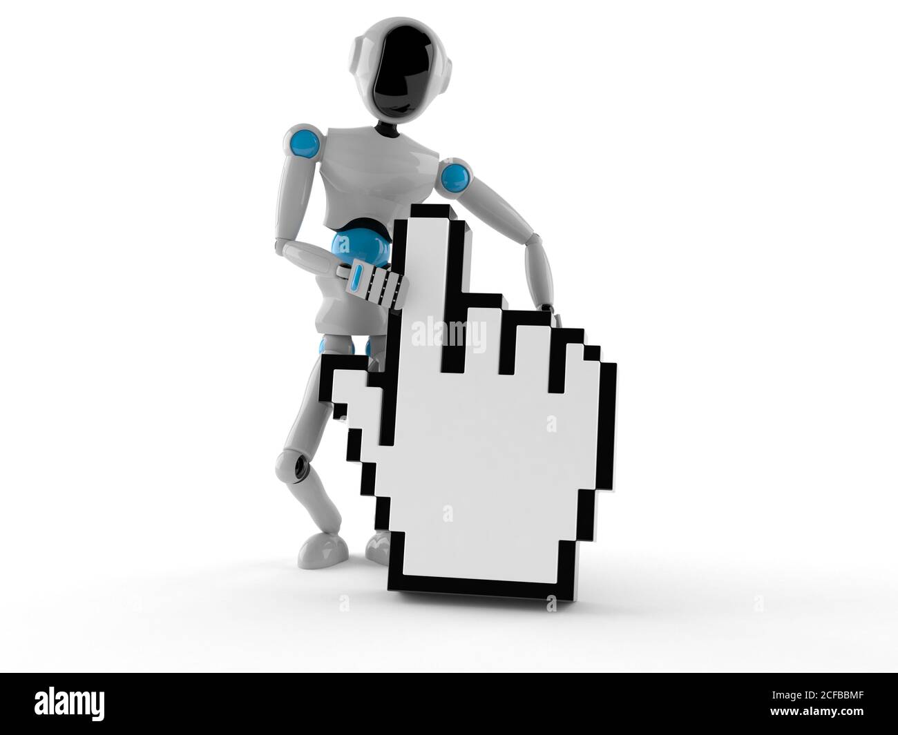 Android with cursor isolated on white background Stock Photo - Alamy