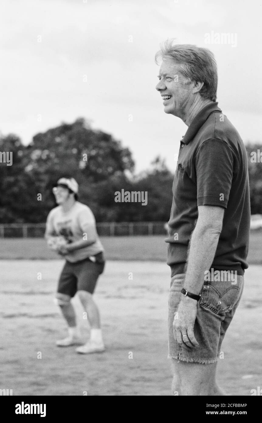 President Jimmy Carter plays softball 1976 - 1979 with off duty Secret ...