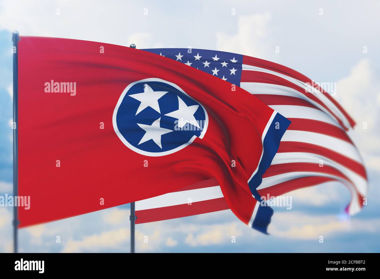 State of Tennessee flag. 3D illustration, flags of the U.S. states and ...