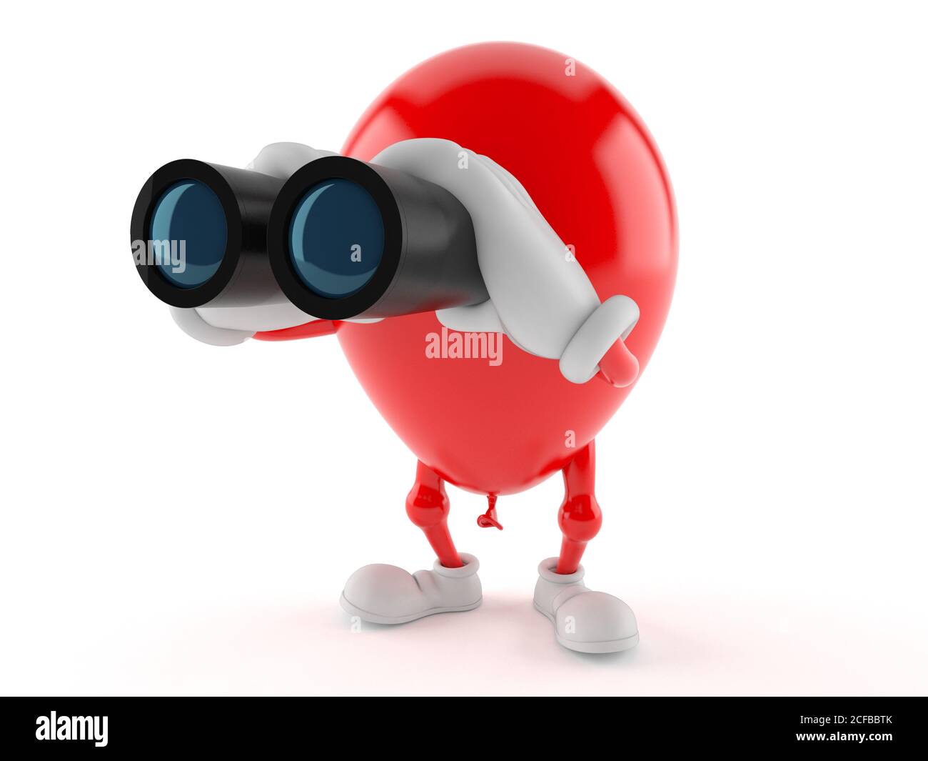Balloon character looking through binoculars isolated on white ...