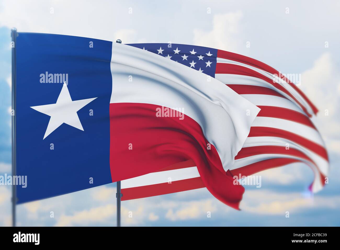 State of Texas flag. 3D illustration, flags of the U.S. states and ...