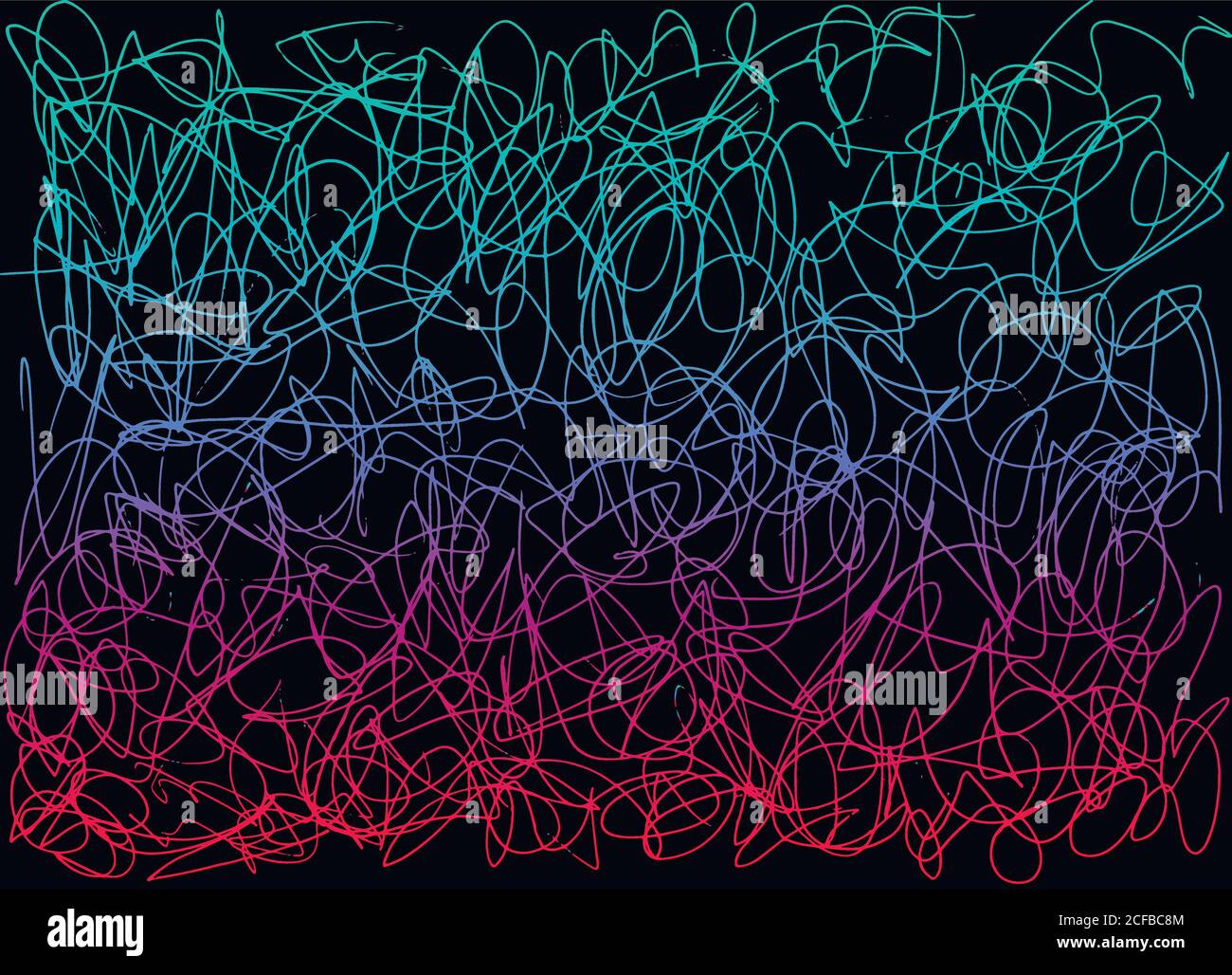 Bright abstract doodle background, blue pink gradient outline on Stock ...