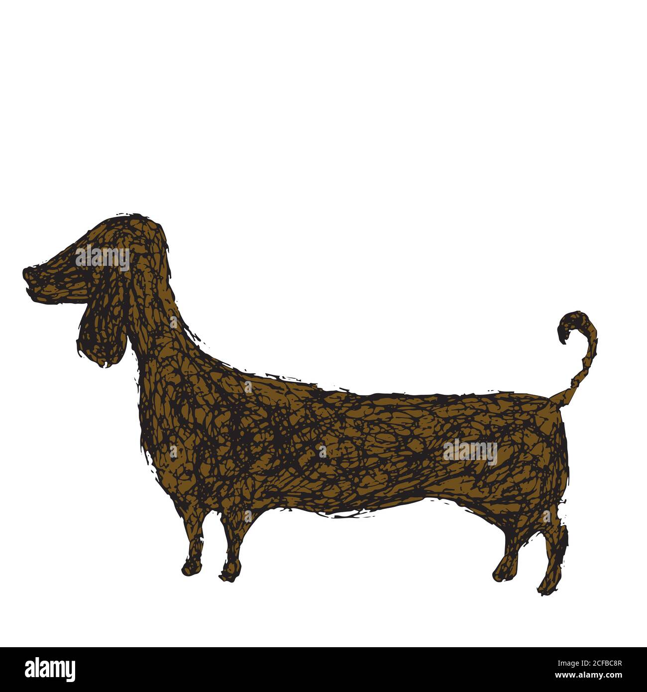 Silhouette dog dachshund, doodle style, cartoon scribble puppy i Stock ...
