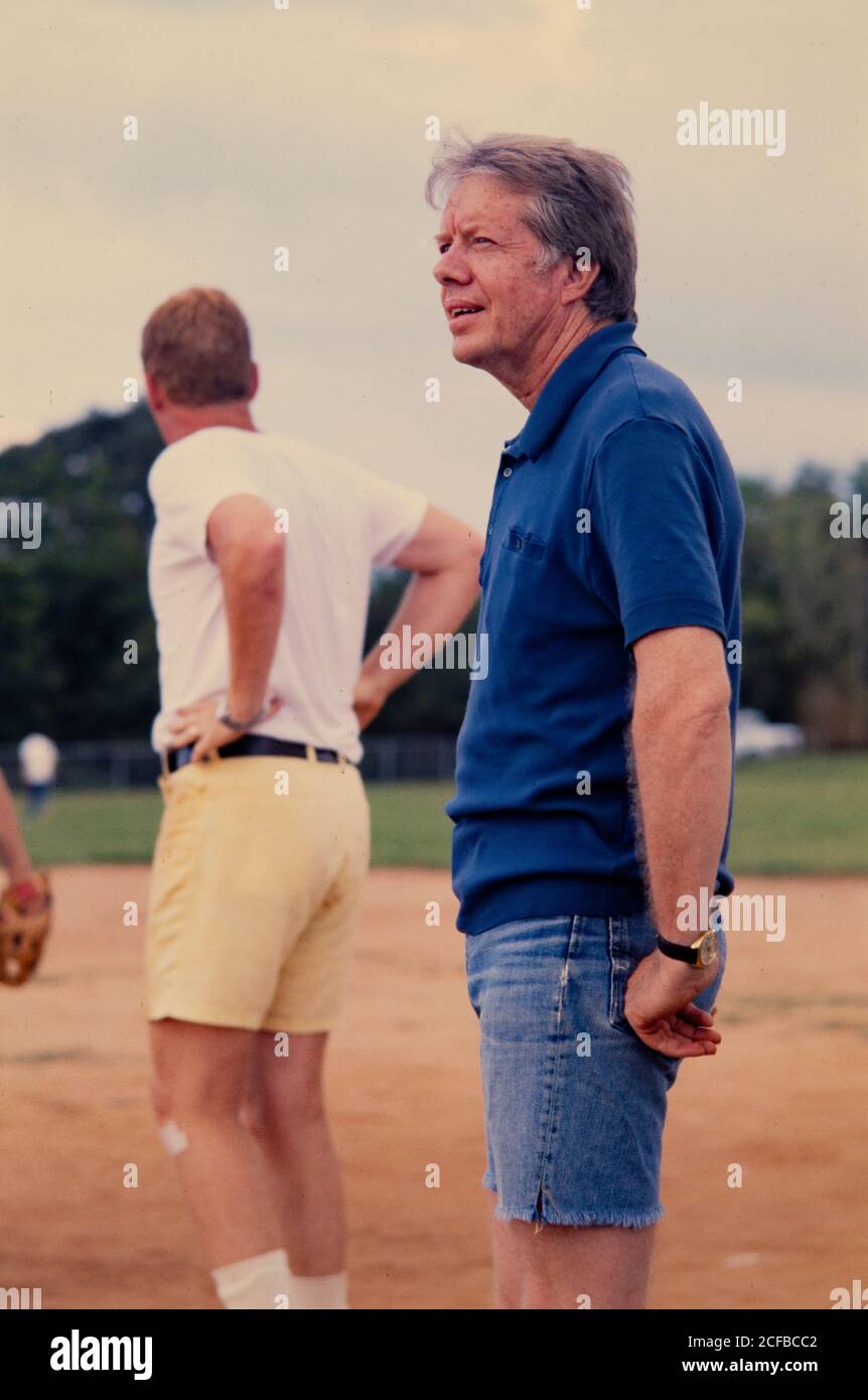 President Jimmy Carter plays softball 1976 - 1979 with off duty Secret ...