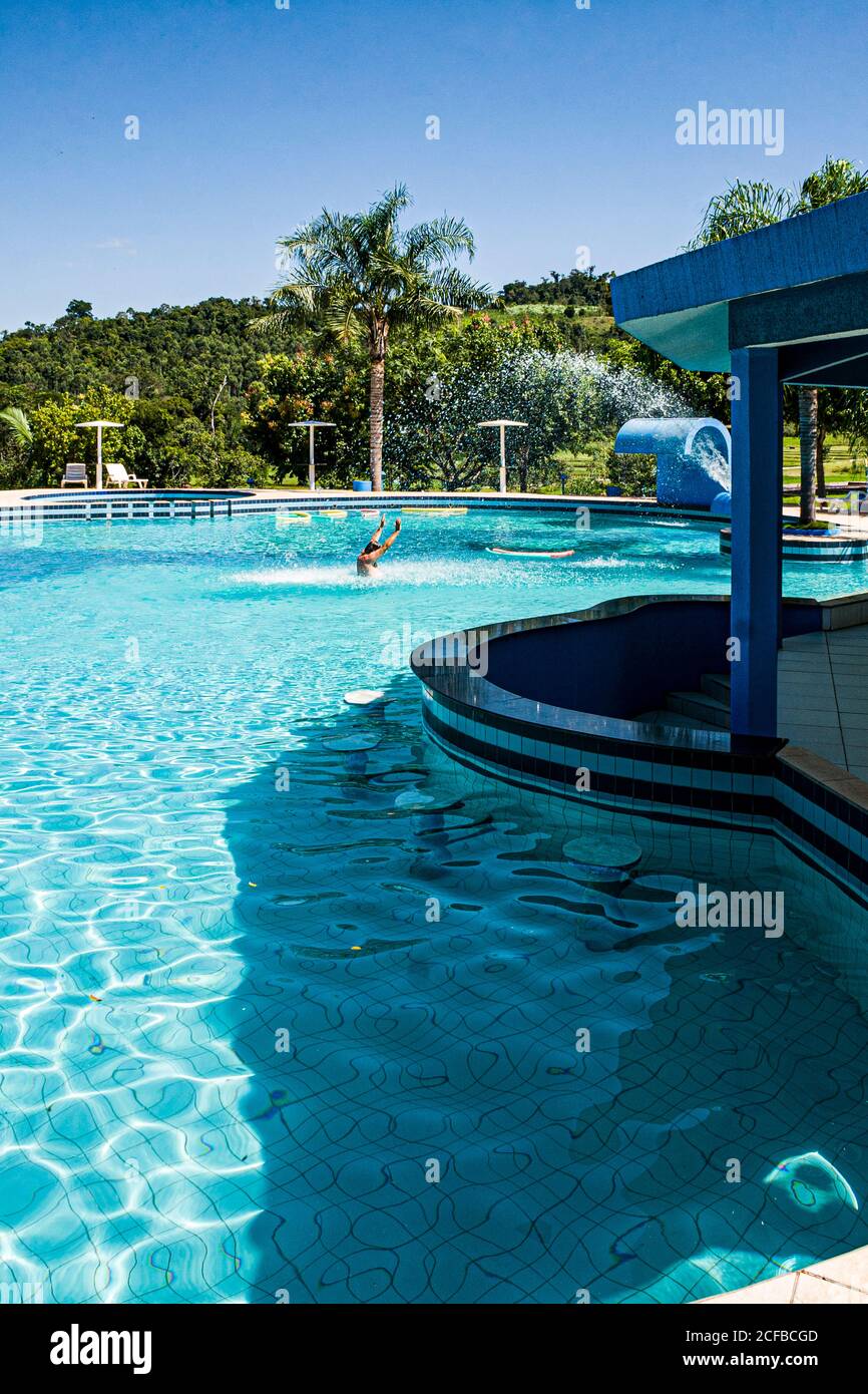 Swimming pool at Pratas Termas Hotel. Sao Carlos, Santa Catarina ...