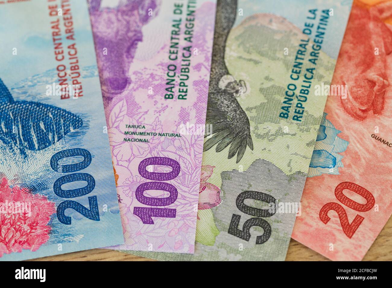 Argentine currency, Peso, Various paper banknotes, New currency Stock ...