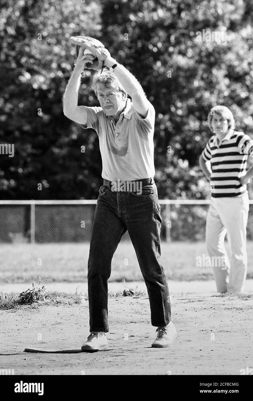 President Jimmy Carter, VP Walter Mondale and teams play softball in ...
