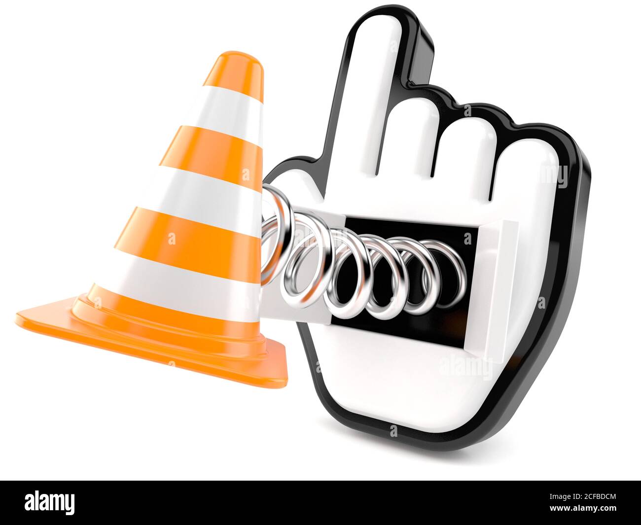 Internet cursor with traffic cone isolated on white background Stock ...