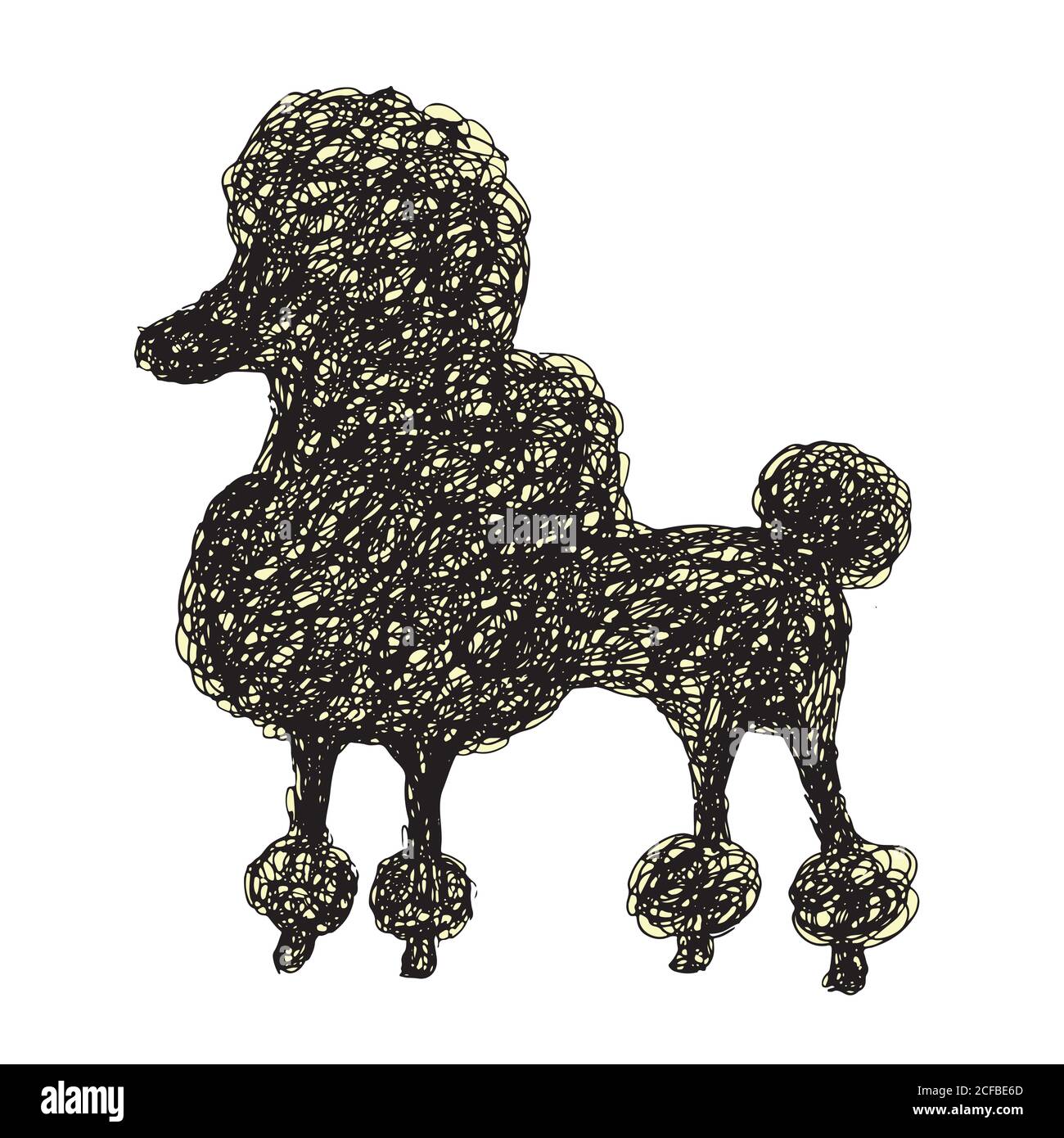 Silhouette of a dog poodle, doodle style, cartoon scribble puppy Stock ...