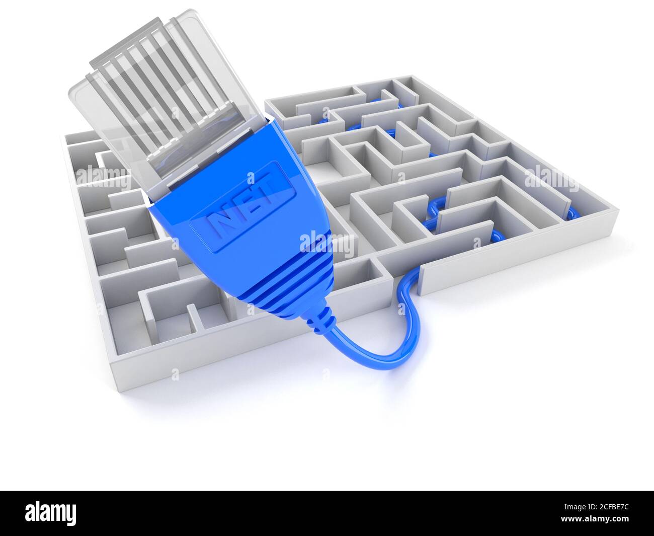 Network labyrinth isolated on white background Stock Photo - Alamy