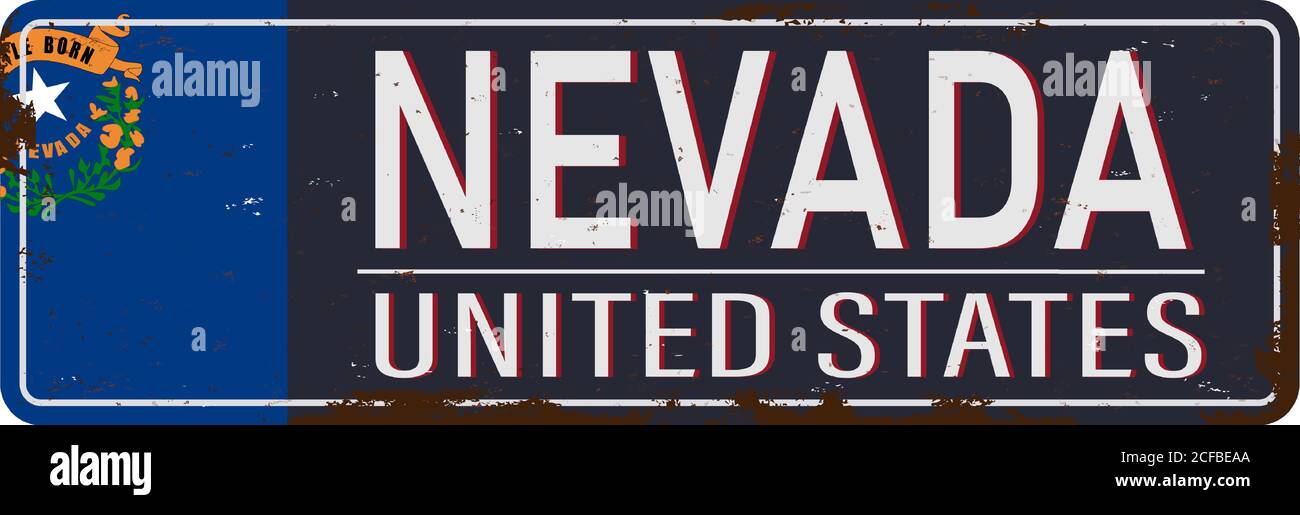 Nevada vintage rusty metal sign on a white background, vector ...