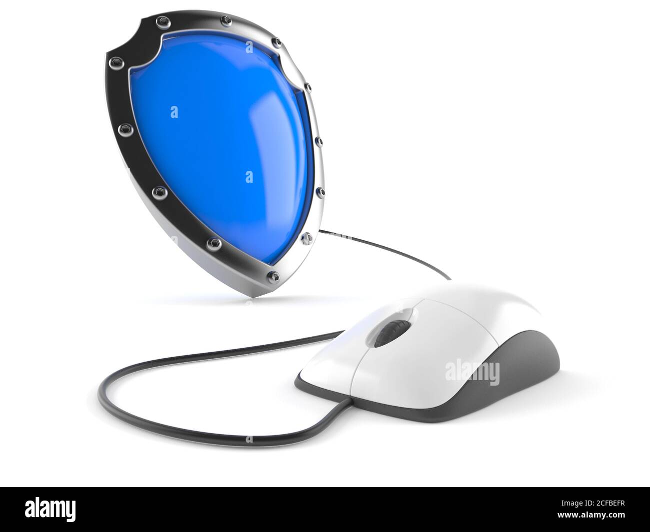 Shield with computer mouse isolated on white background Stock Photo - Alamy