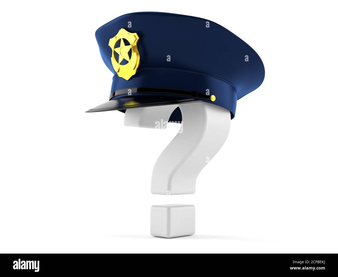 Police hat with question mark isolated on white background Stock Photo ...