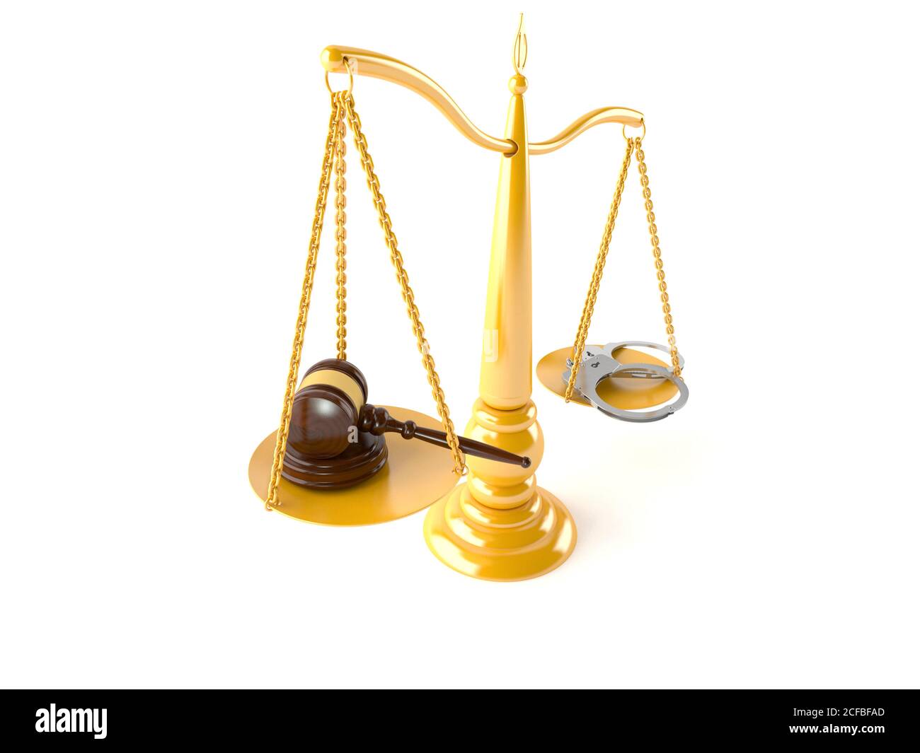 Crime and justice balance isolated on white background Stock Photo - Alamy