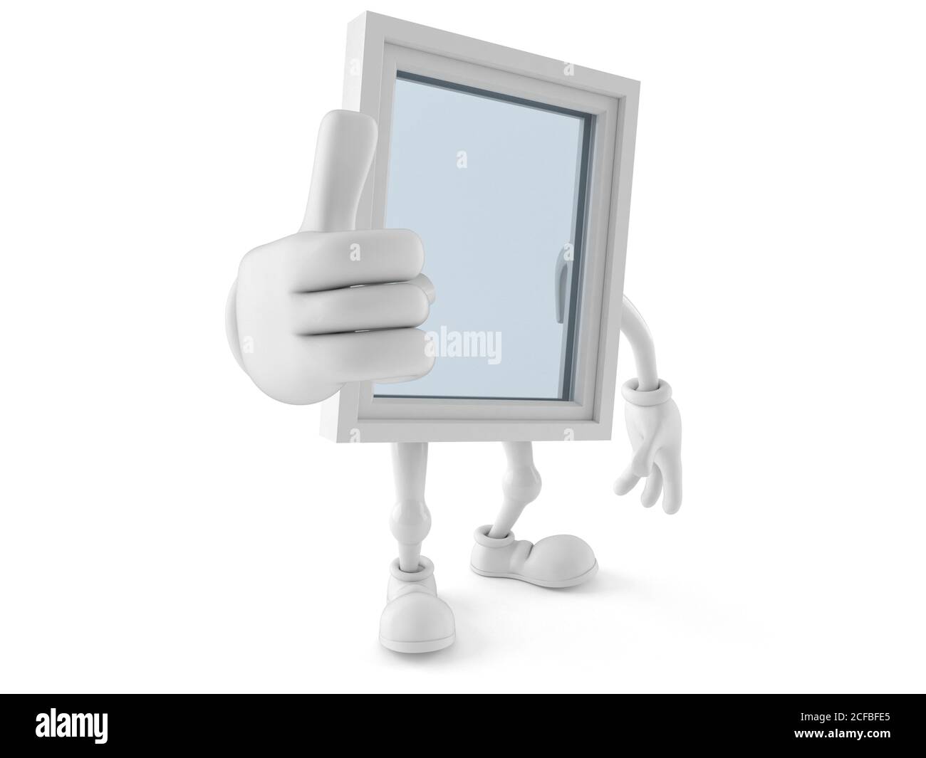 Window character with thumbs up isolated on white background Stock ...