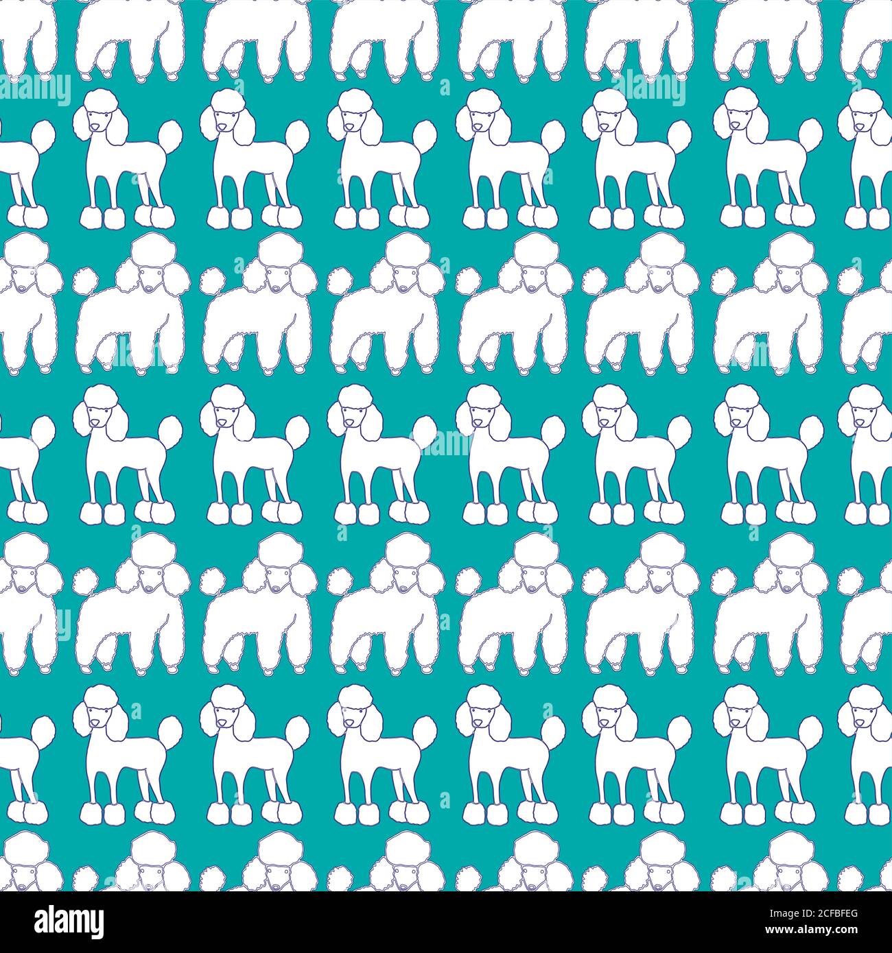 Funny hand drawing poodle seamless pattern, vector cartoon dog of white ...