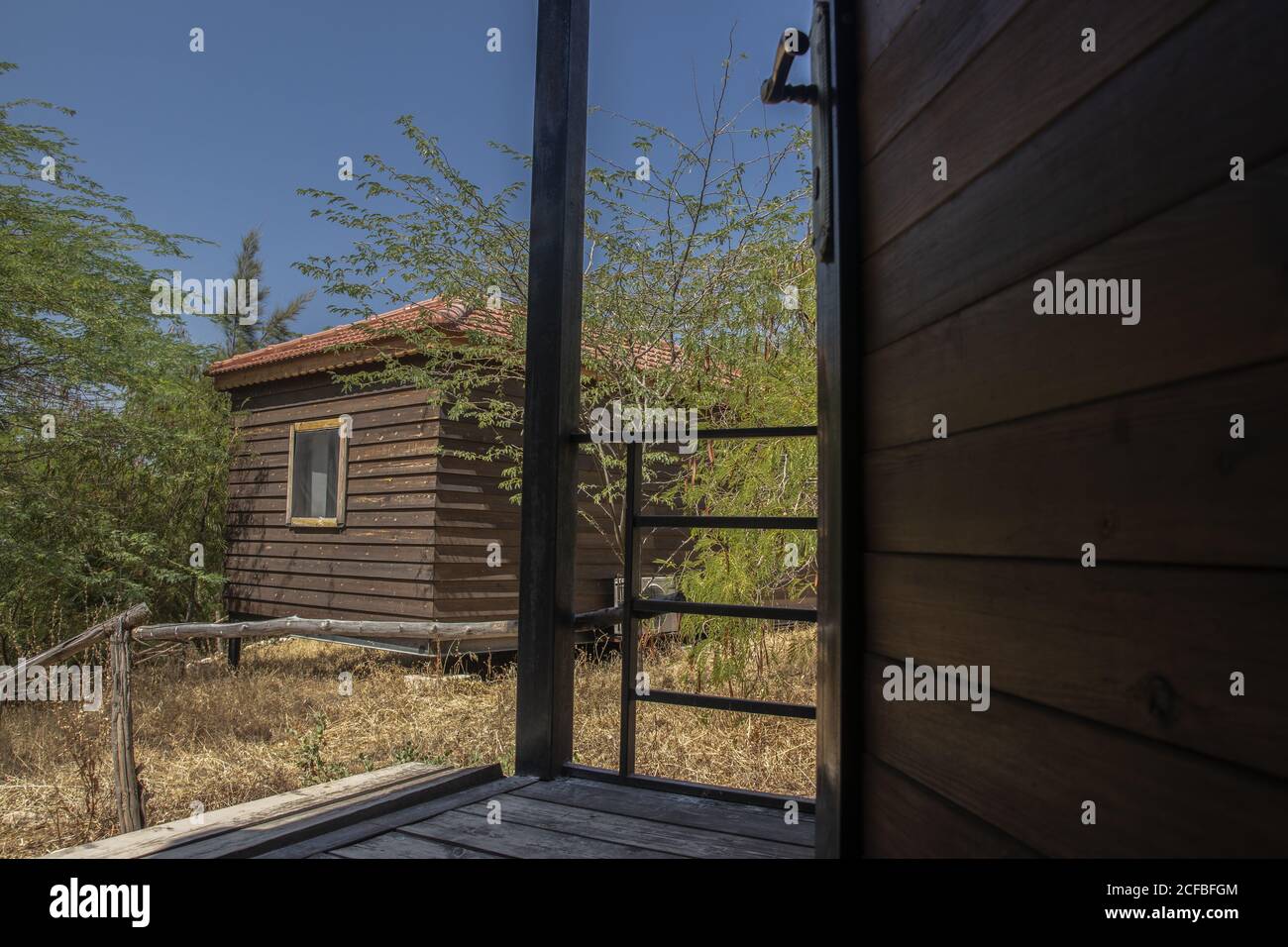 a beautiful wooden cabin between forests in Jordan Stock Photo - Alamy