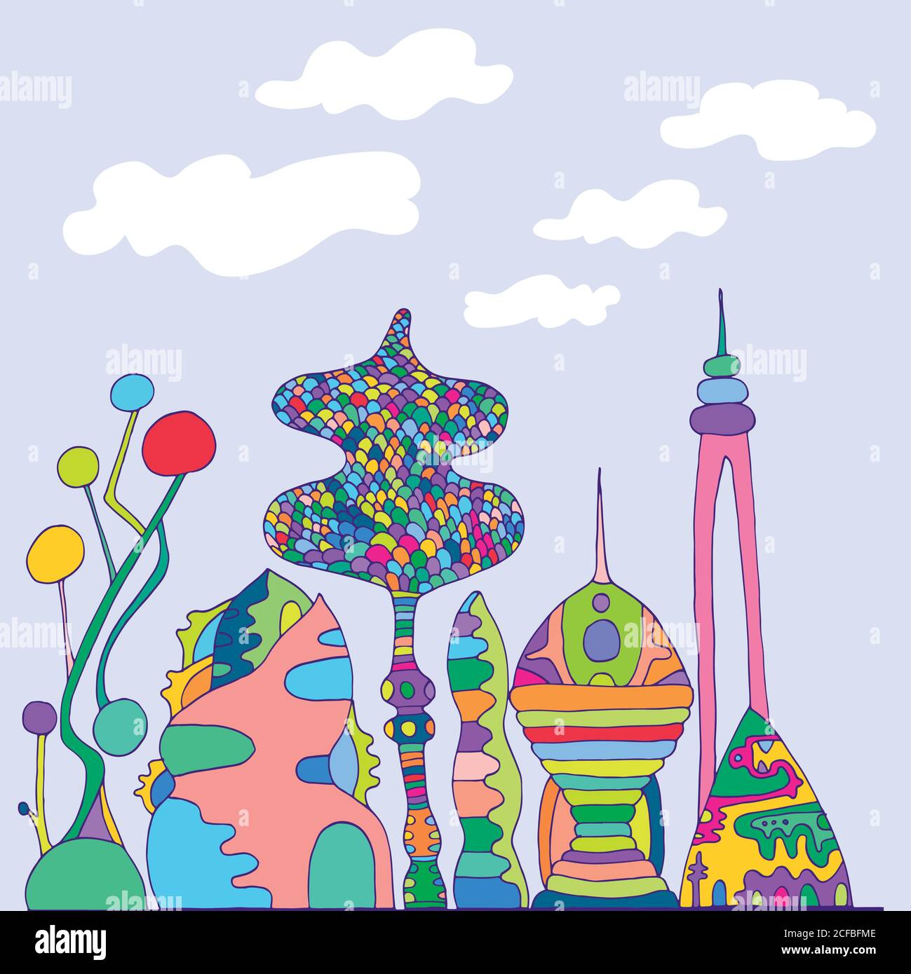 Future town cartoon hi-res stock photography and images - Alamy