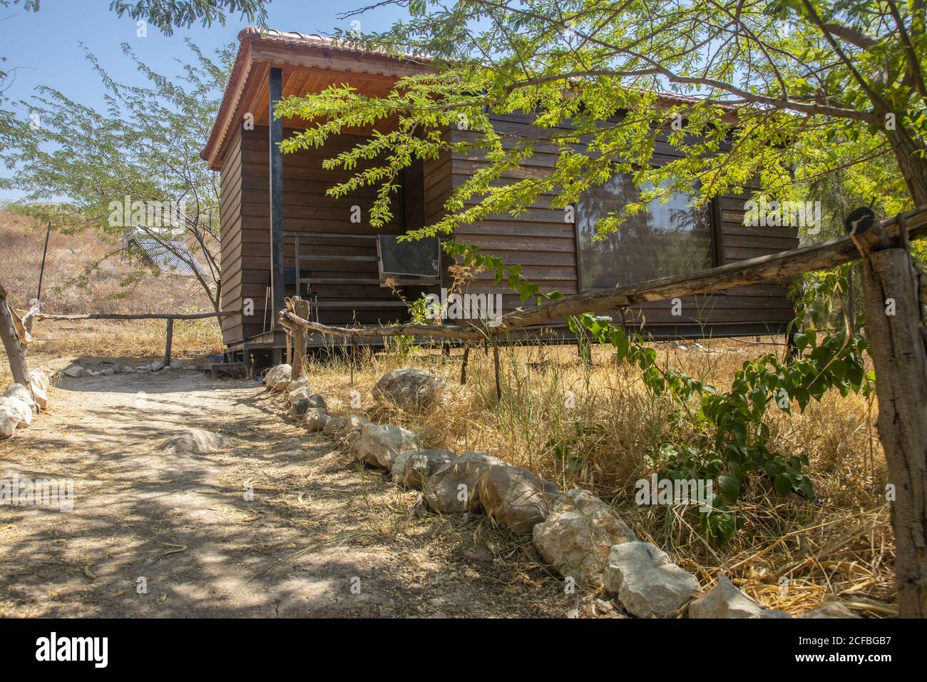 a beautiful wooden cabin between forests in Jordan Stock Photo - Alamy