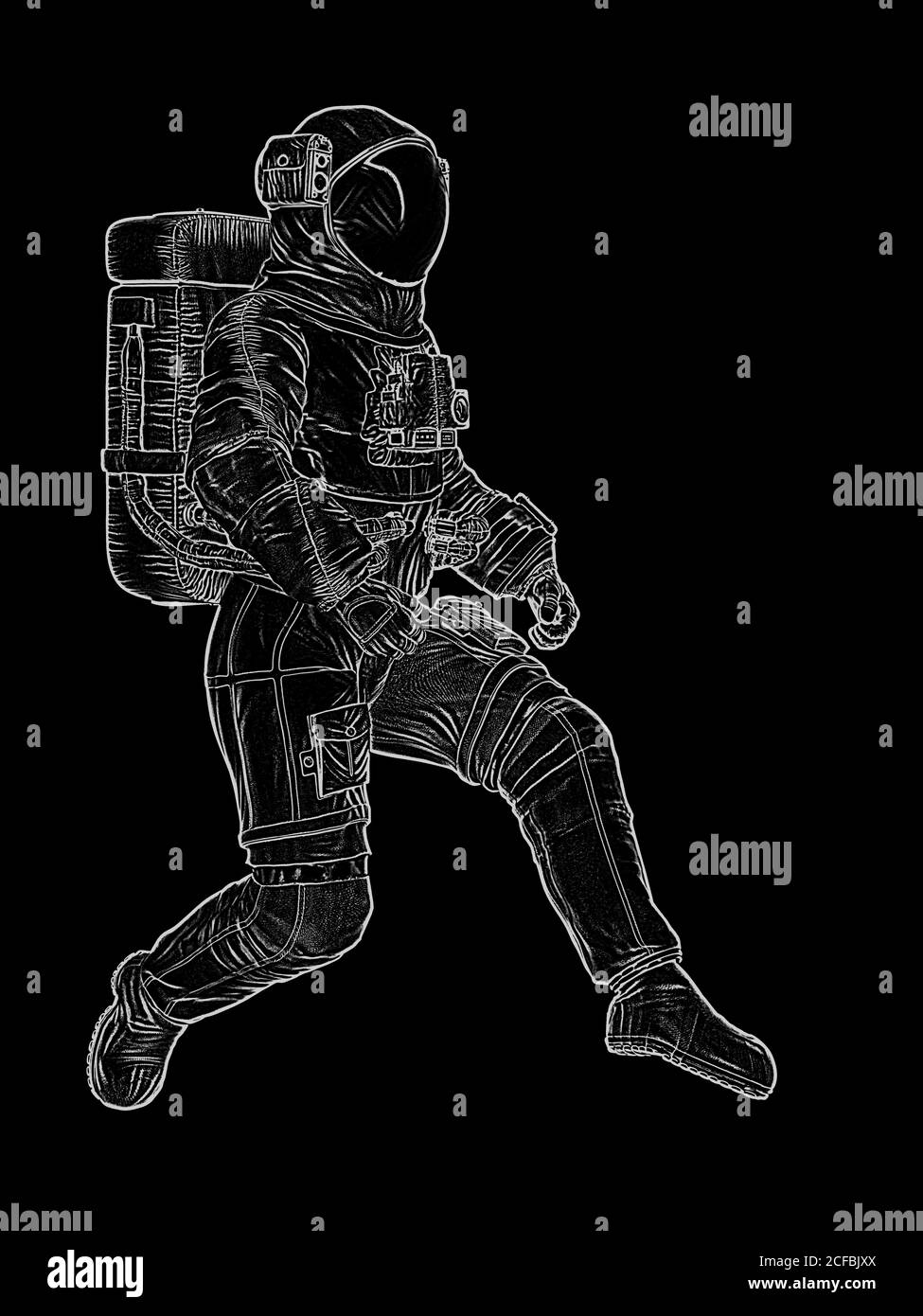 astronaut doing a space walk, 3d illustration Stock Photo - Alamy