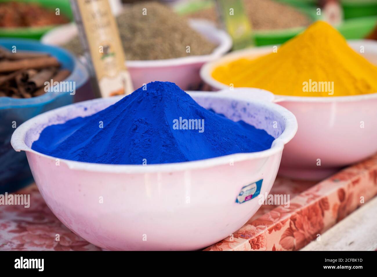 Blue and yellow color pigments Stock Photo - Alamy