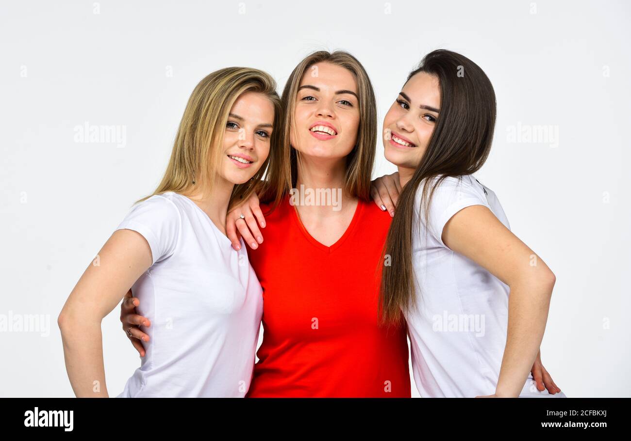 Team girls relations friendship and rivalry, trust and support concept ...