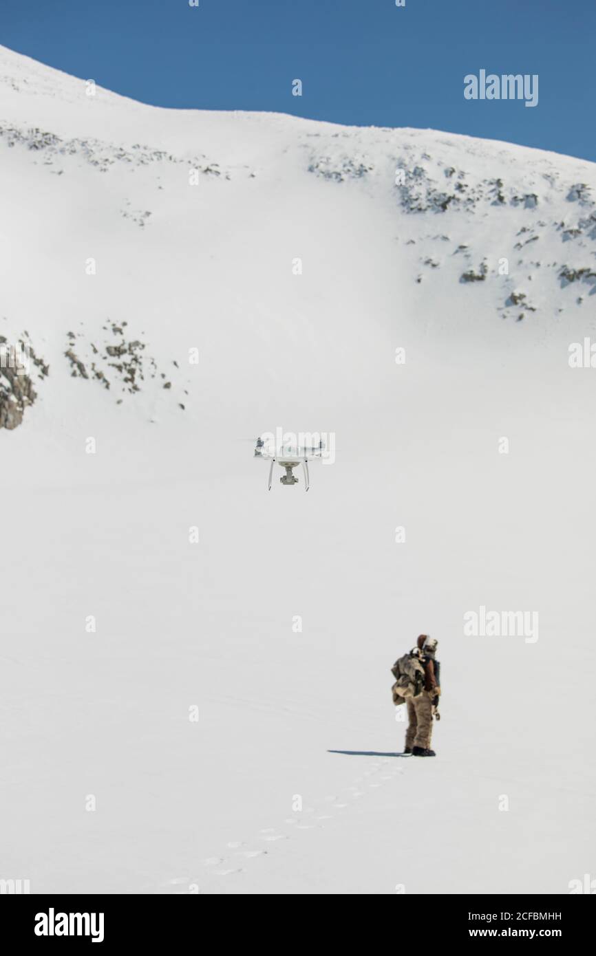 Drone captures video footage of First Nations person in fur clothing ...