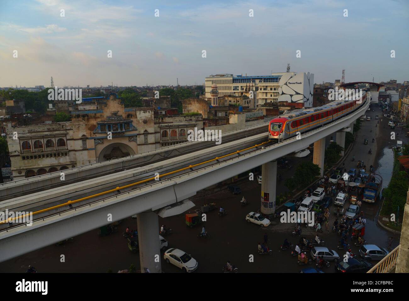 Lahore, Pakistan. 4th Sep 2020. A view of Orange Line Metro Train (OLMT ...