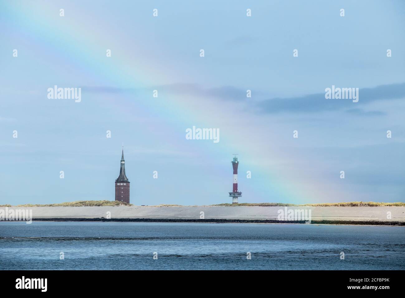 West tower and new lighthouse, Wangerooge, East Frisian Islands Stock ...